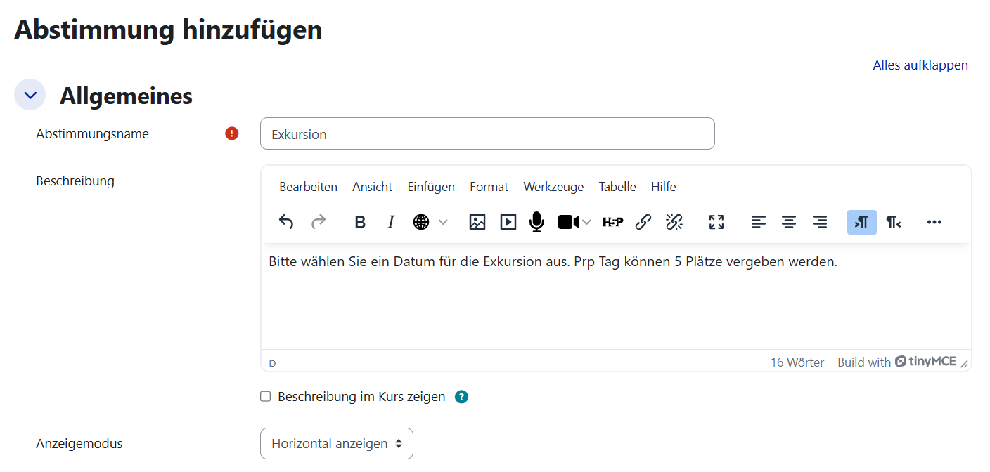 Kurs: Abstimmung erstellen – ZIM HilfeWiki