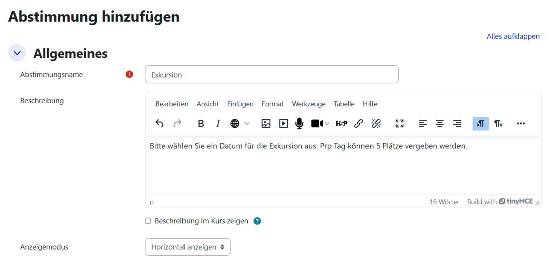 Kurs: Abstimmung erstellen – ZIM HilfeWiki